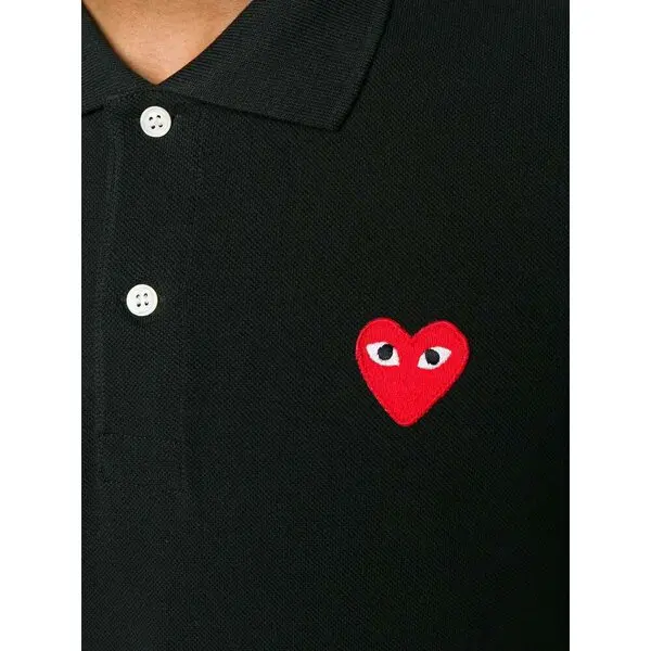 Play Comme Des Garcon Heart-logo Polo Shirt - Black