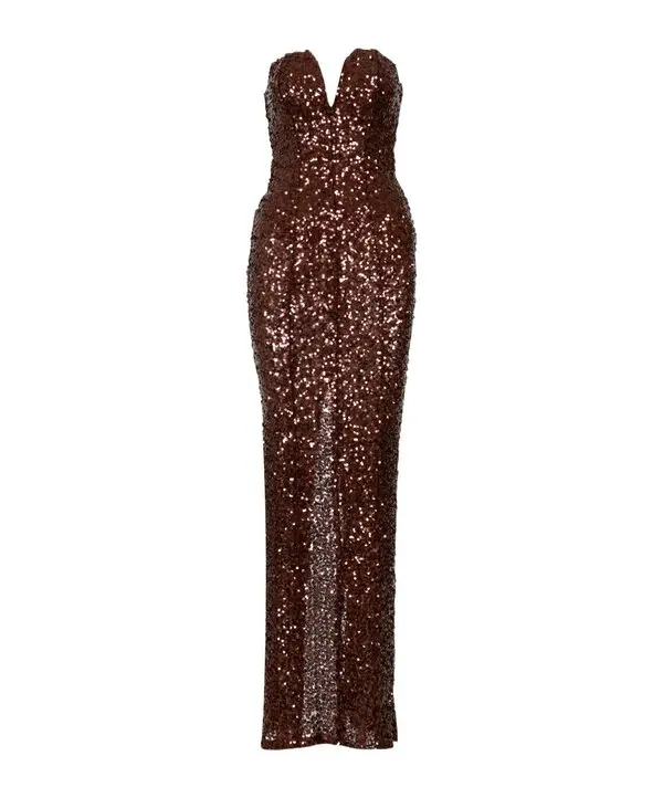 ANIYE BY Sequined V-neck Gown With Open Back And Slit