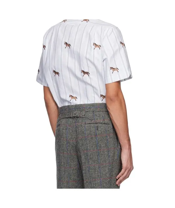 Thom Browne Horse Print Striped Shirt