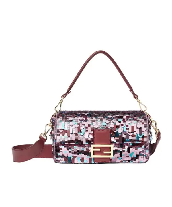 Fendi Sequin Embellished Ff Fastened Shoulder Bag