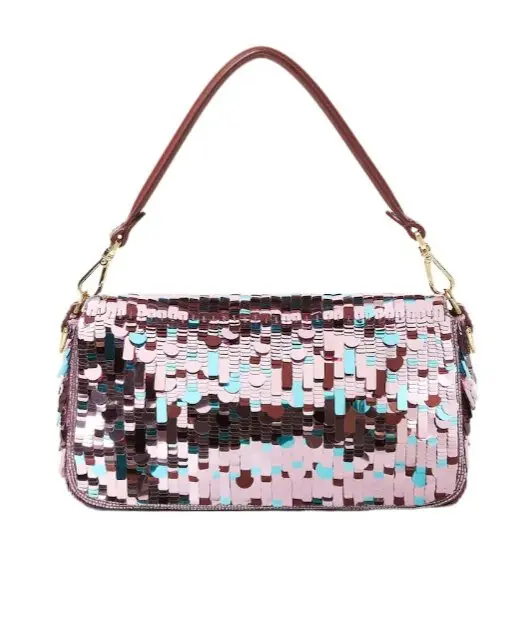 Fendi Sequin Embellished Ff Fastened Shoulder Bag
