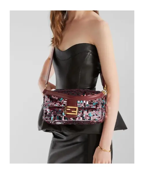 Fendi Sequin Embellished Ff Fastened Shoulder Bag