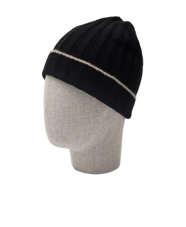 Brunello Cucinelli Ribbed Wool Beanie - Black