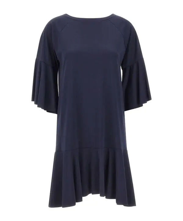 KAOS Raglan-sleeves Ruffle Dress - Blue