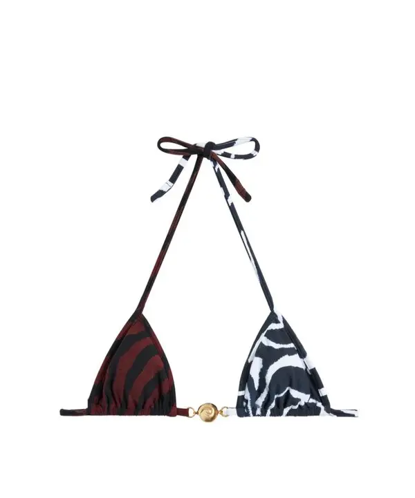 REINA OLGA Asymmetrical Animal Print Bikini Top