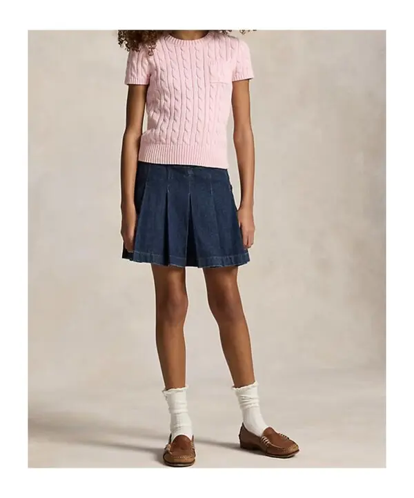 Polo Ralph Lauren Cable-knit Short-sleeve Top With Pocket