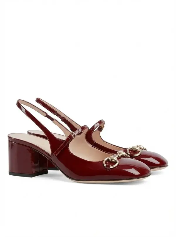Gucci Horsebit Double Strap Slingback Pumps