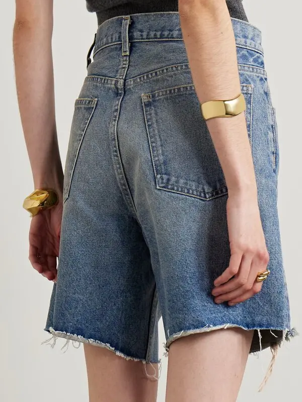 NILI LOTAN Russel High-waisted Denim Shorts