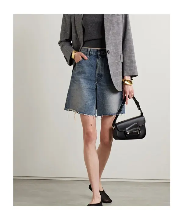 NILI LOTAN Russel High-waisted Denim Shorts