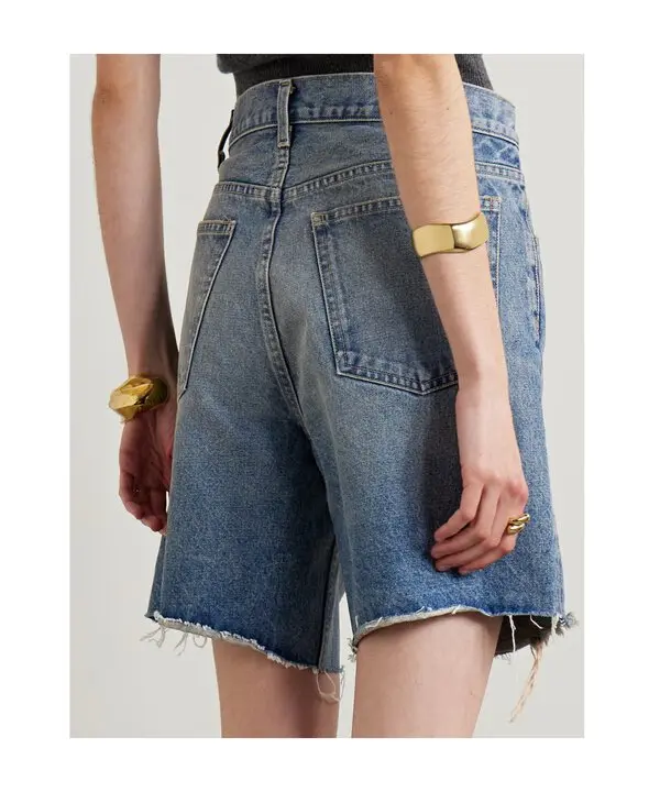 NILI LOTAN Russel High-waisted Denim Shorts