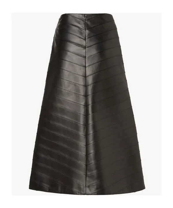 Fendi Chevron Nappa Leather Midi Skirt