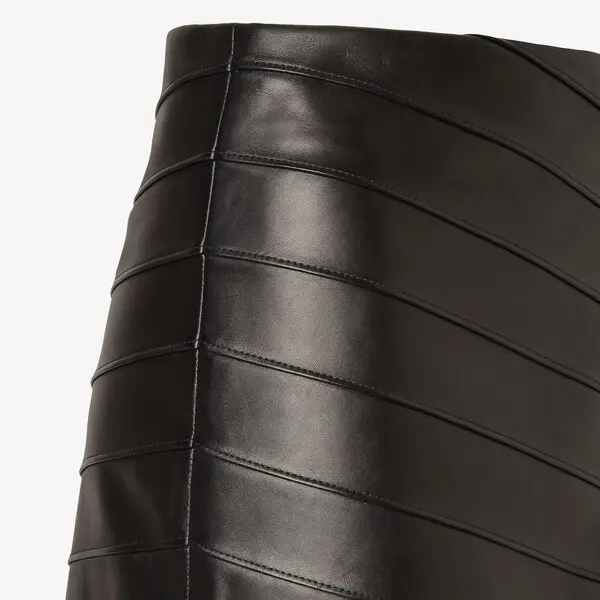 Fendi Chevron Nappa Leather Midi Skirt