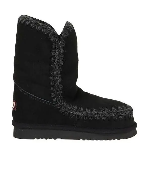 Mou Crochet Stitch-trim Round-toe Boots