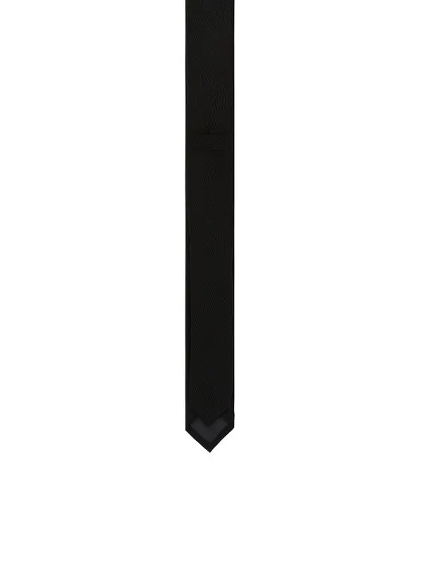 Balmain Slim Wool Tie With Pb Embroidery