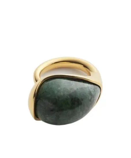 Bottega Veneta 18k Gold And Marble Ring - Alpi Marble Green