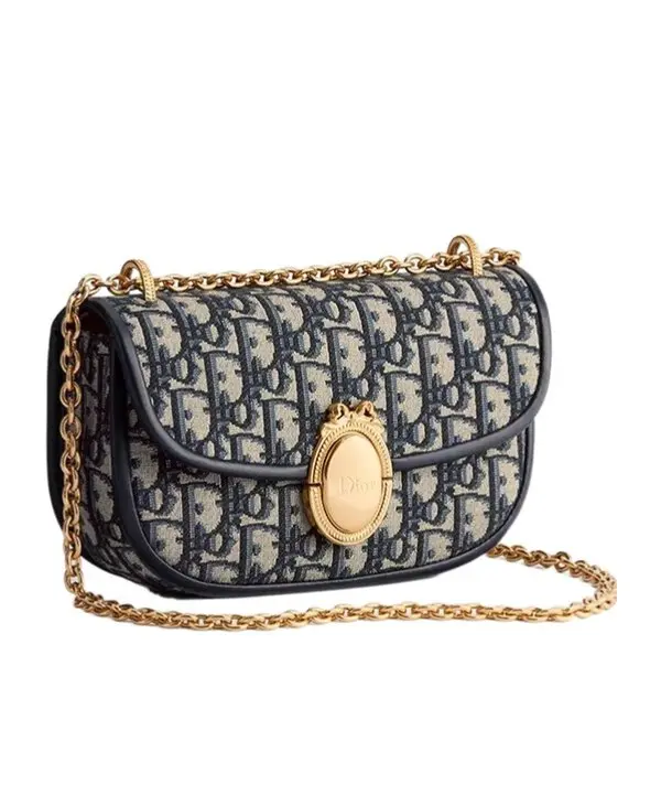 Dior Small Medaillon Flap Bag With Chain - Blue