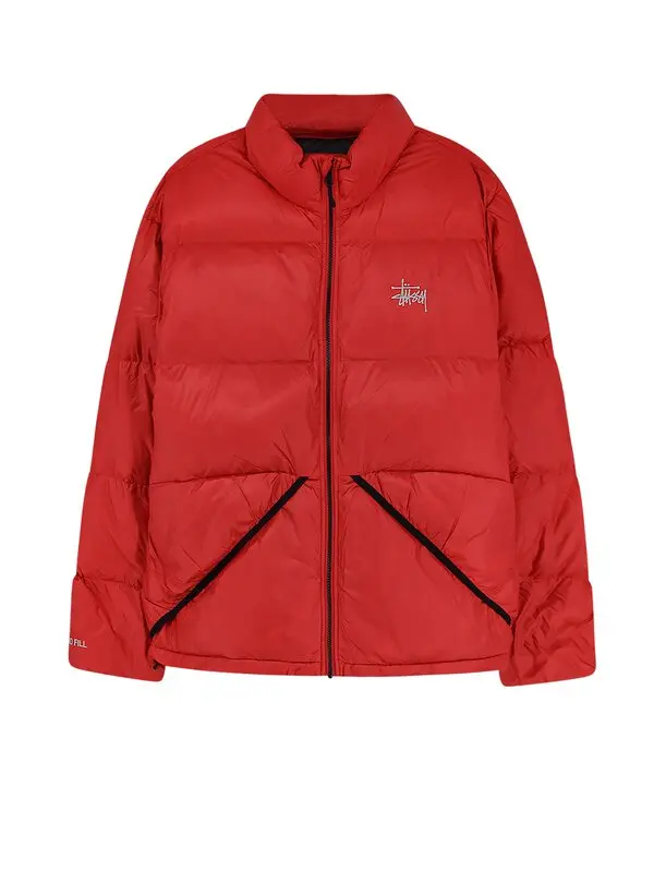 StÜssy Long-sleeved Cotton Jacket With High Neck And Embroidered Logo - Red