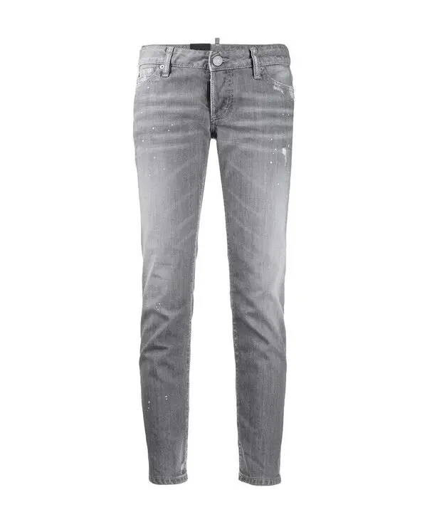 Dsquared2 Grey Cotton Denim Slim-fit Low-rise Trousers