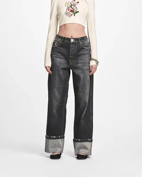 Marc Jacobs Wide Leg Jeans With Distressed Finish
