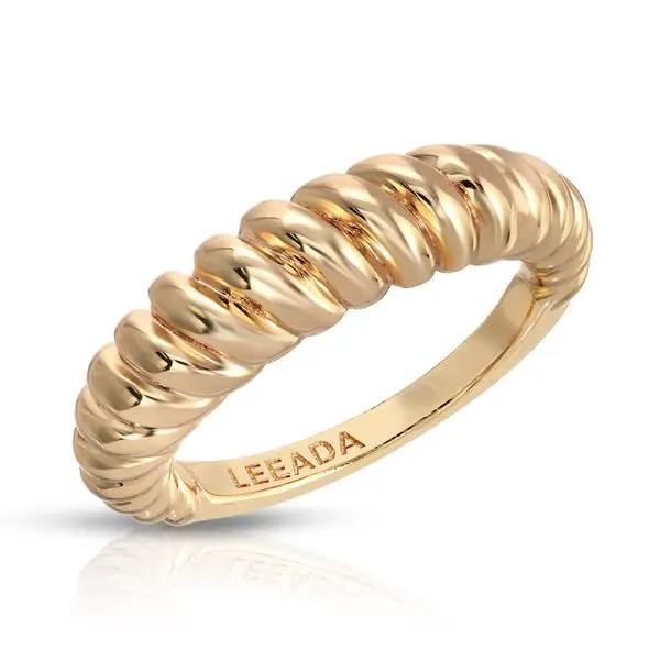 LEEADA JEWELRY 14k Plated Brass Twisted Ring - Gold
