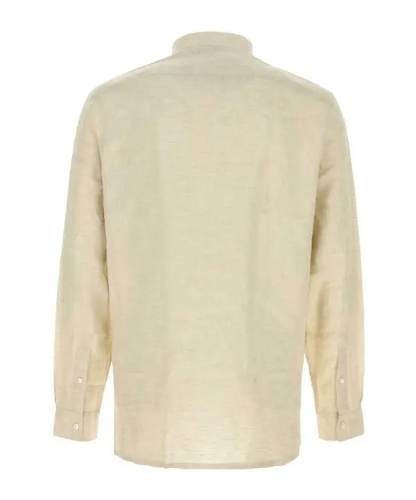 Zegna Oasi Lino Mandarin Collar Shirt