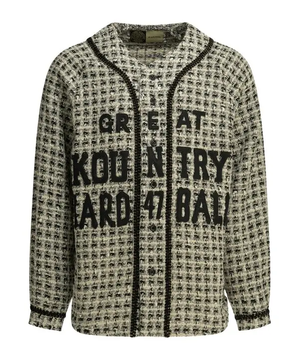 Kapital Long-sleeved Tweed Cardigan With Applique Detailing