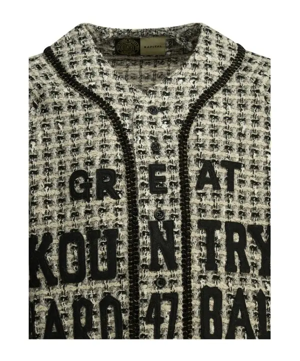 Kapital Long-sleeved Tweed Cardigan With Applique Detailing