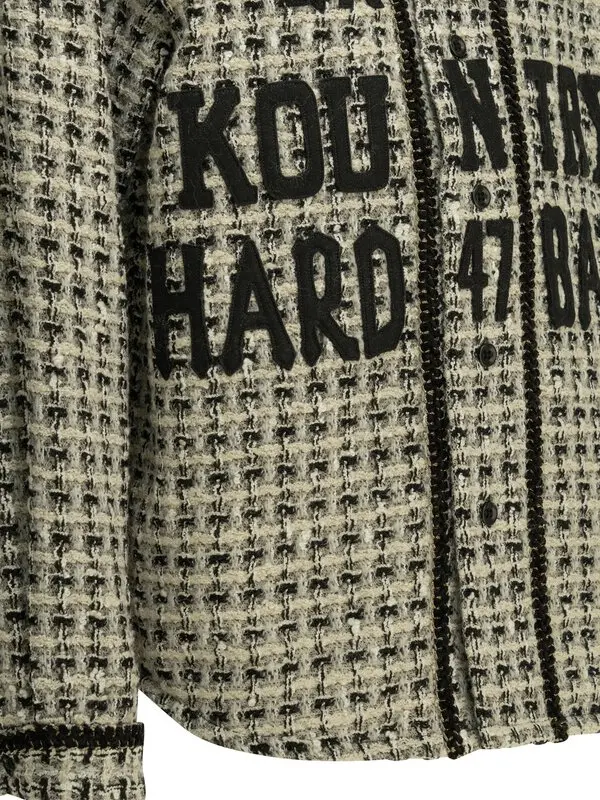 Kapital Long-sleeved Tweed Cardigan With Applique Detailing