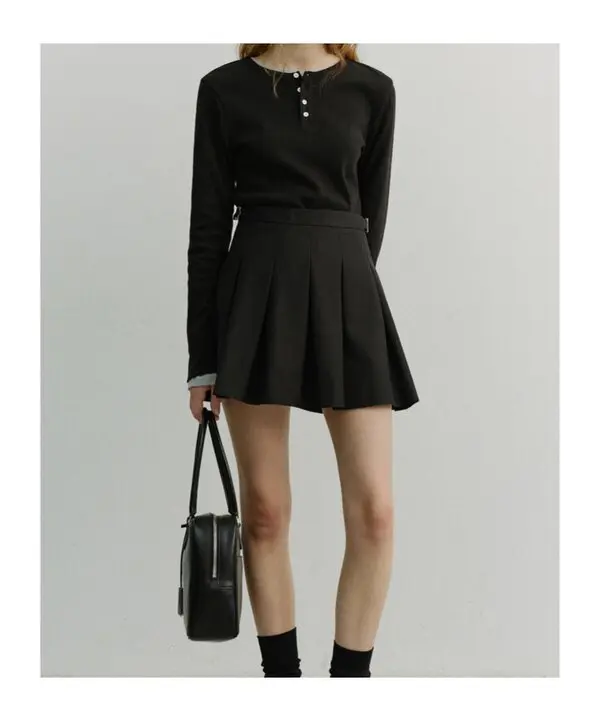 DUNST Buckle Pleated Mini Skirt
