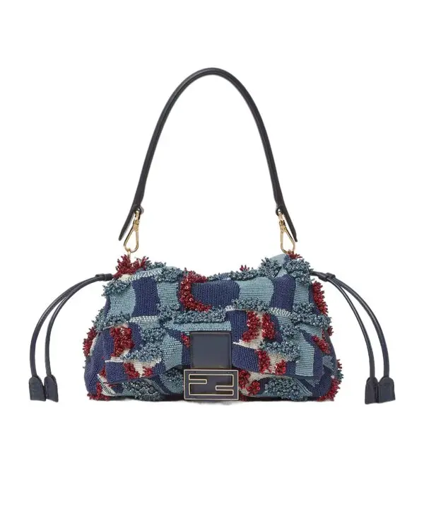 Fendi Mamma Baguette Medium Beaded Shoulder Bag