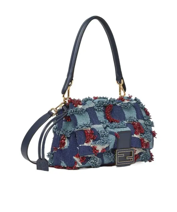 Fendi Mamma Baguette Medium Beaded Shoulder Bag