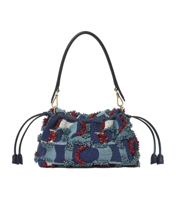 Fendi Mamma Baguette Medium Beaded Shoulder Bag