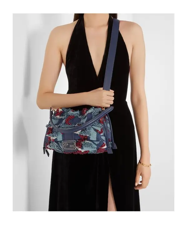 Fendi Mamma Baguette Medium Beaded Shoulder Bag