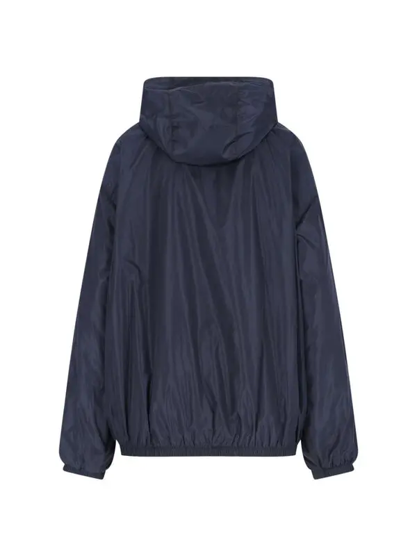 Miu Miu Jersey And Technical Pongé Reversible Blouson Jacket - Gray-blue