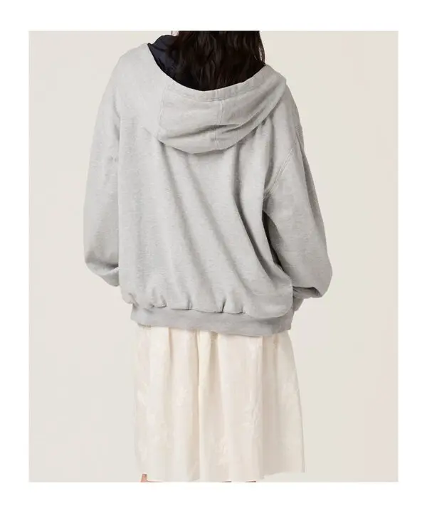 Miu Miu Jersey And Technical Pongé Reversible Blouson Jacket - Gray-blue