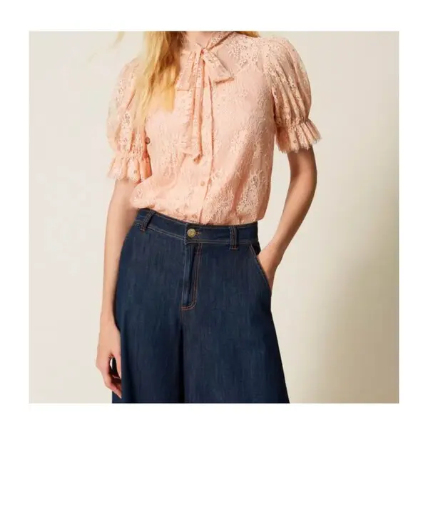 TWINSET Lace Bow Shirt