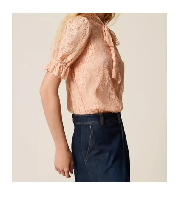 TWINSET Lace Bow Shirt