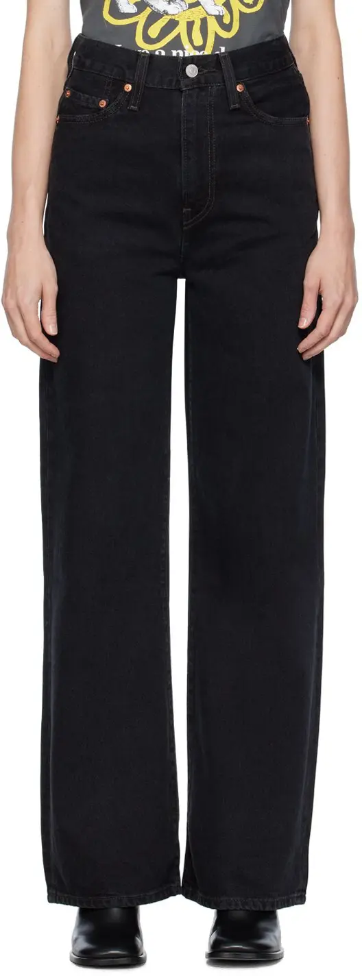 LEVI'S Logo Patch Wide-leg Jeans - Black