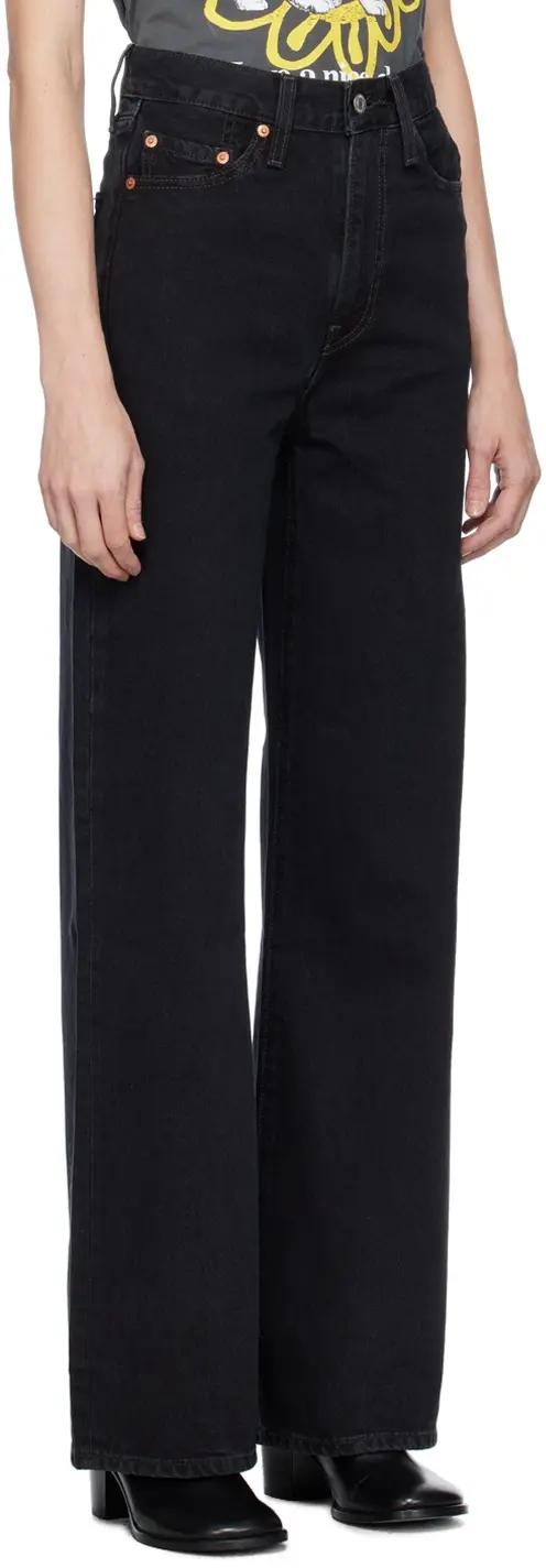 LEVI'S Logo Patch Wide-leg Jeans - Black