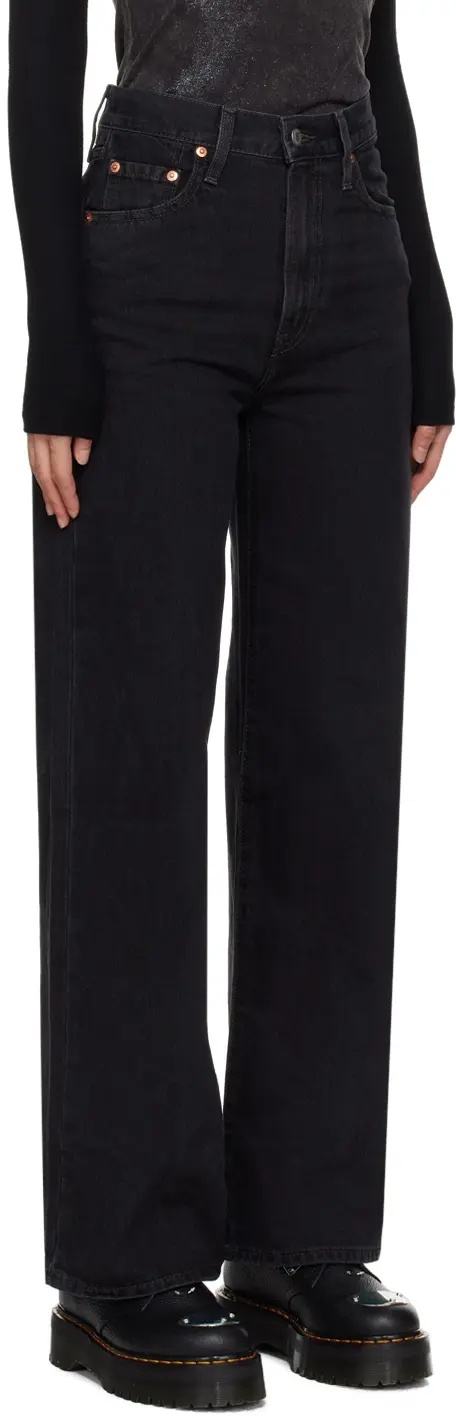 LEVI'S Logo Patch Wide-leg Jeans - Black