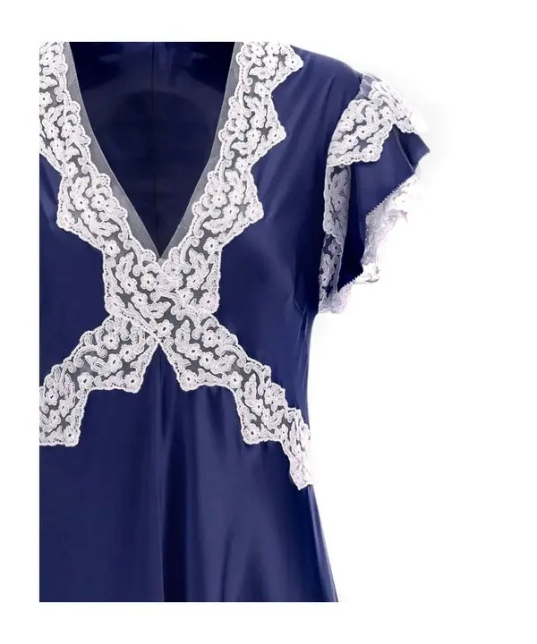 Alberta Ferretti Lace Trim Maxi Dress