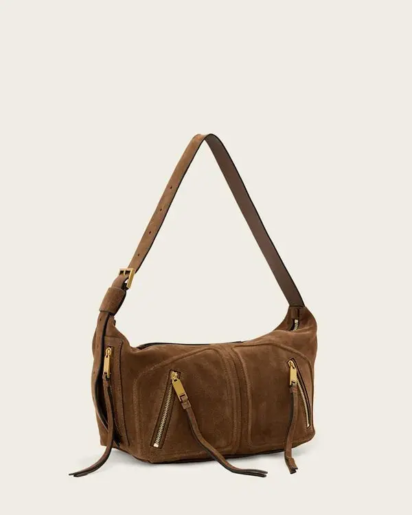 ALLSAINTS Zippered Shoulder Bag - Sugar Brown