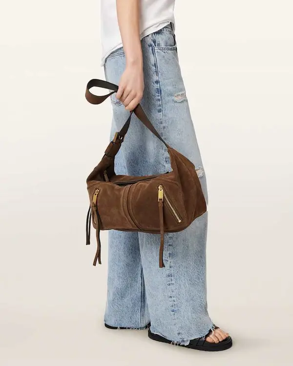 ALLSAINTS Zippered Shoulder Bag - Sugar Brown