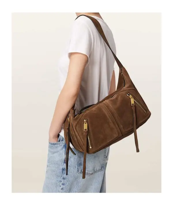 ALLSAINTS Zippered Shoulder Bag - Sugar Brown