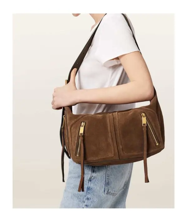 ALLSAINTS Zippered Shoulder Bag - Sugar Brown
