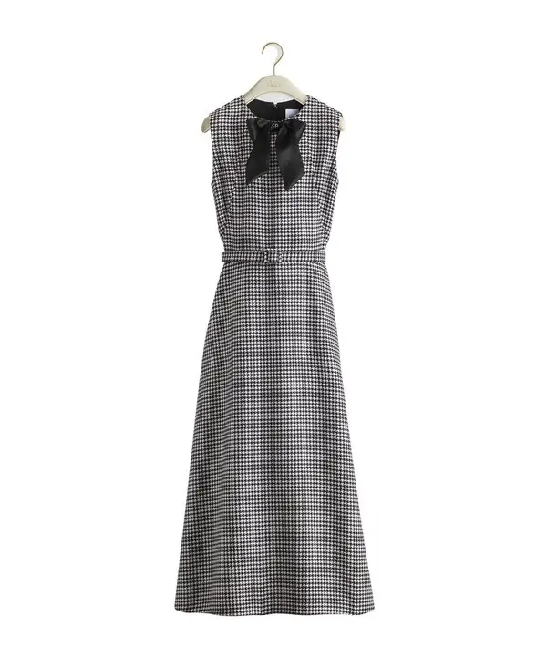 Dior Mid-length Belted Dress With Cd Signature Bow