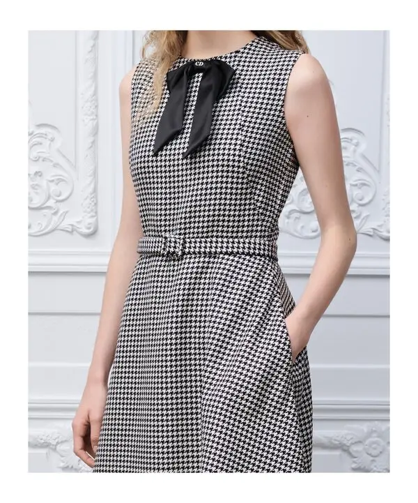 Dior Mid-length Belted Dress With Cd Signature Bow