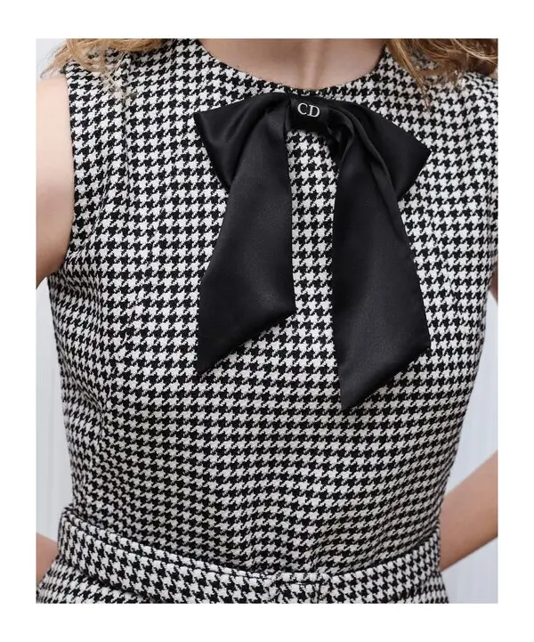 Dior Mid-length Belted Dress With Cd Signature Bow
