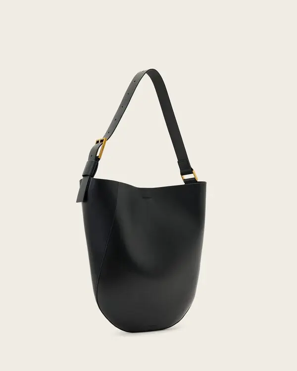 ALLSAINTS Luna Hobo Leather Shoulder Bag - Black