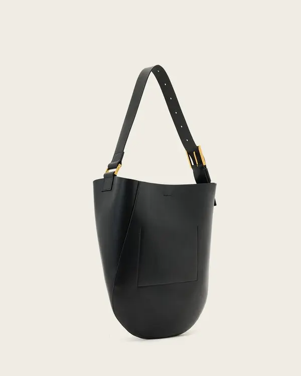 ALLSAINTS Luna Hobo Leather Shoulder Bag - Black